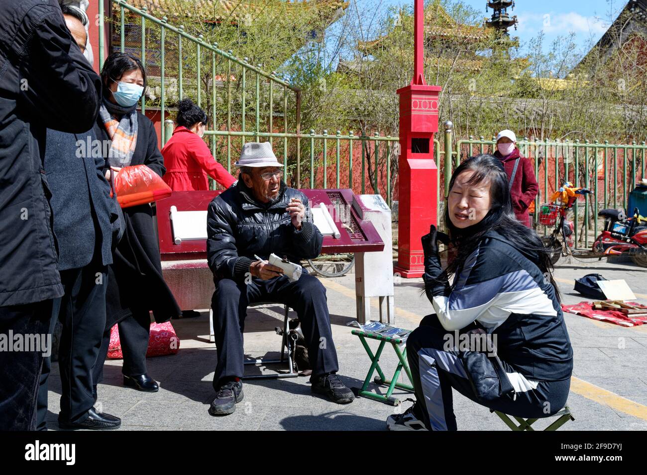 traditional shamen china day outdoors giving reading fortune telling ...