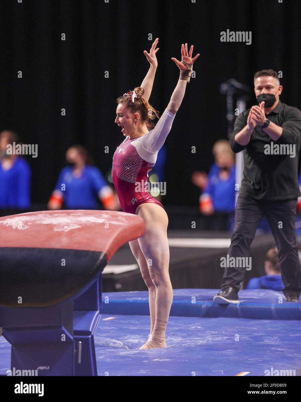 Fort Worth, TX, USA. 17th Apr, 2021. Oklahoma's Anastasia Webb lands ...