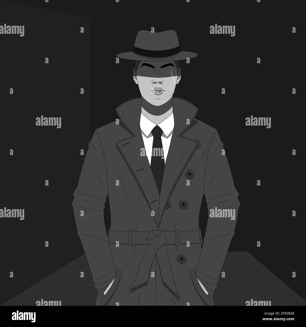 Detective/Mysterious Man in Black and White Stock Photo - Alamy