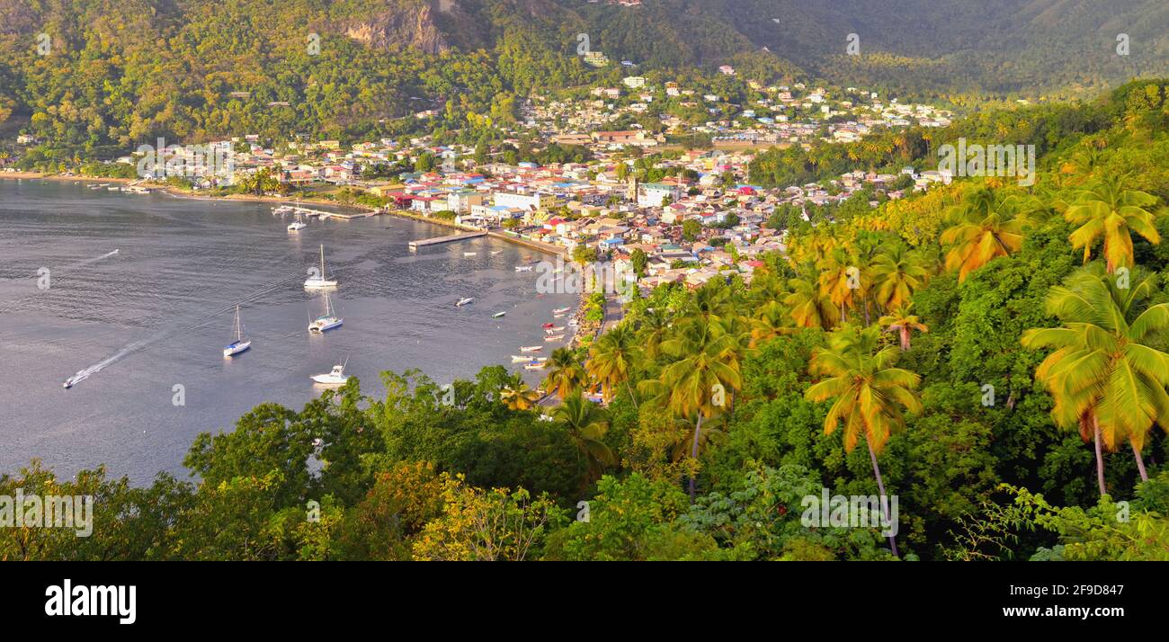 Town of Soufriere on the West Coast of Saint Lucia Island Stock Photo ...