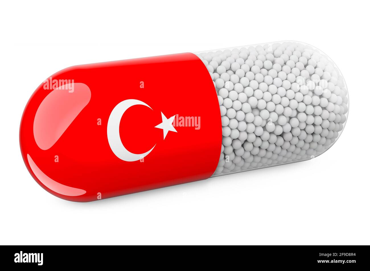 Pill capsule with Turkish flag. Healthcare in Turkey concept. 3D ...