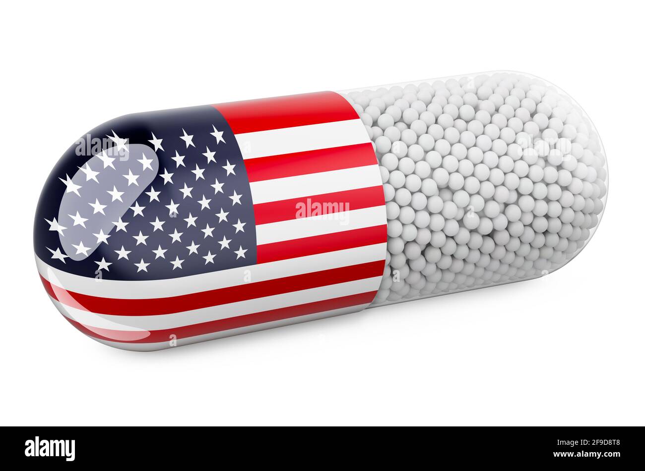 Pill capsule with the United States flag. Healthcare in the USA concept ...