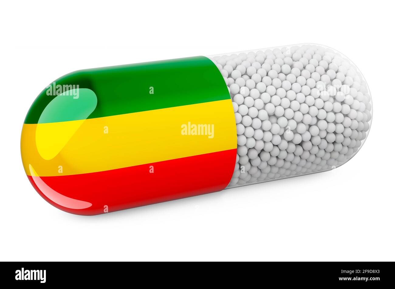 Pill capsule with Rastafarian flag. 3D rendering isolated on white ...