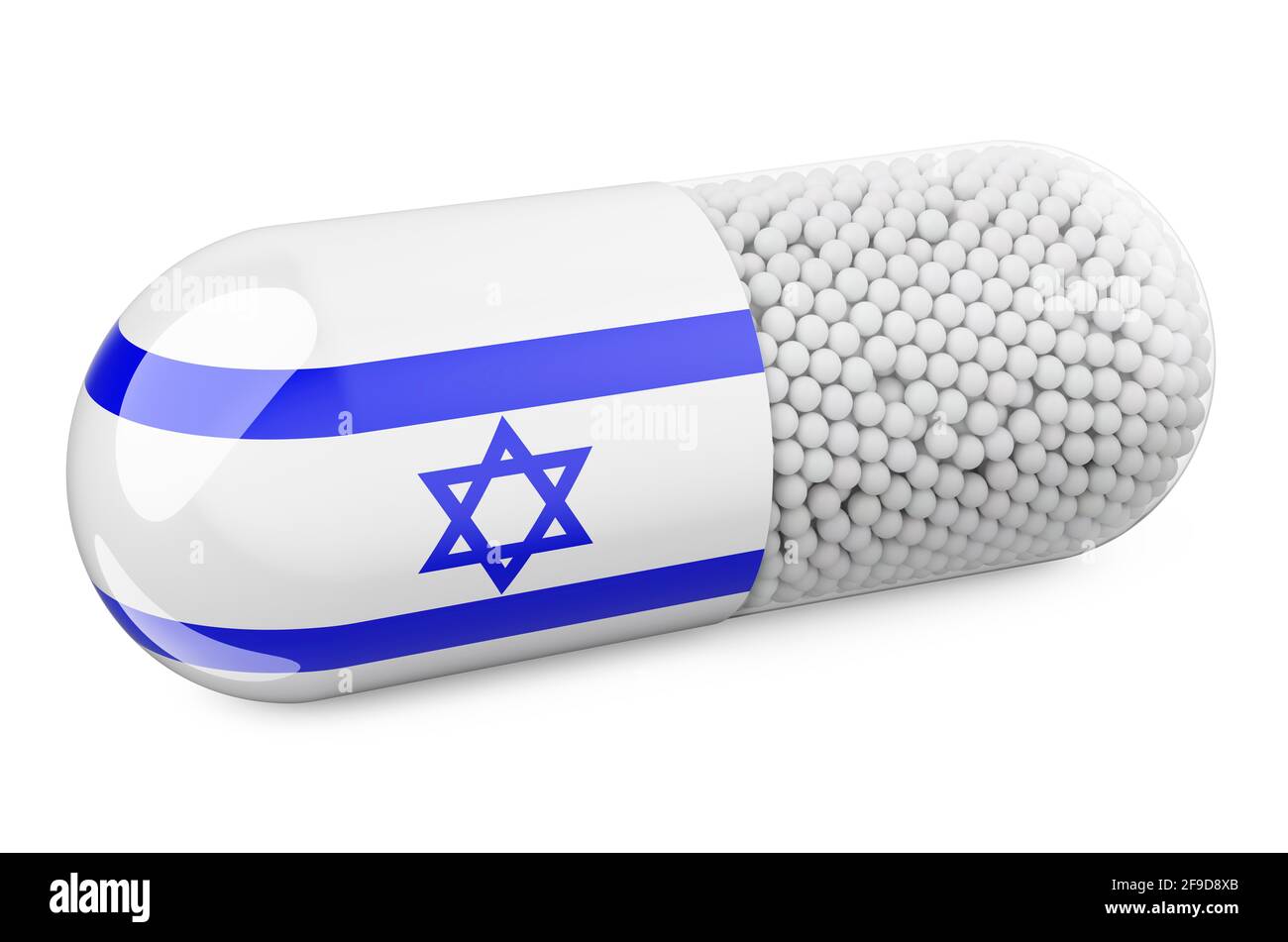 Pill capsule with Israeli flag. Healthcare in Israel concept. 3D ...