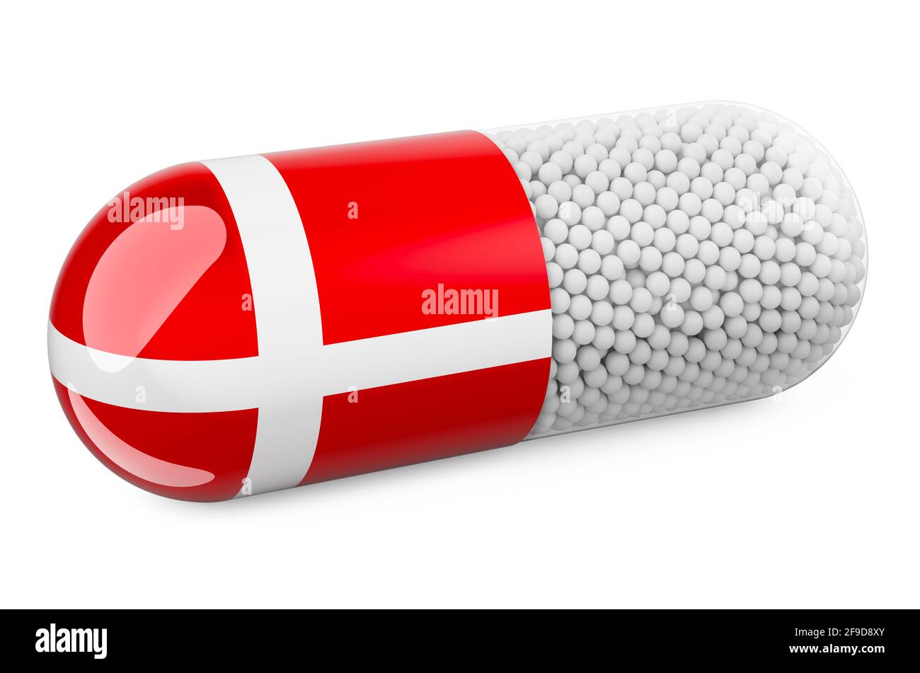 Pill capsule with Danish flag. Healthcare in Denmark concept. 3D ...