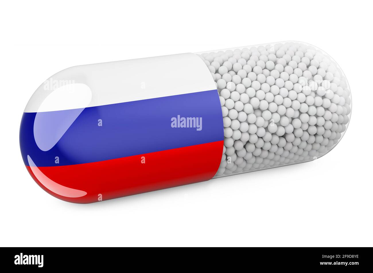 Pill capsule with Russian flag. Healthcare in Russia concept. 3D ...