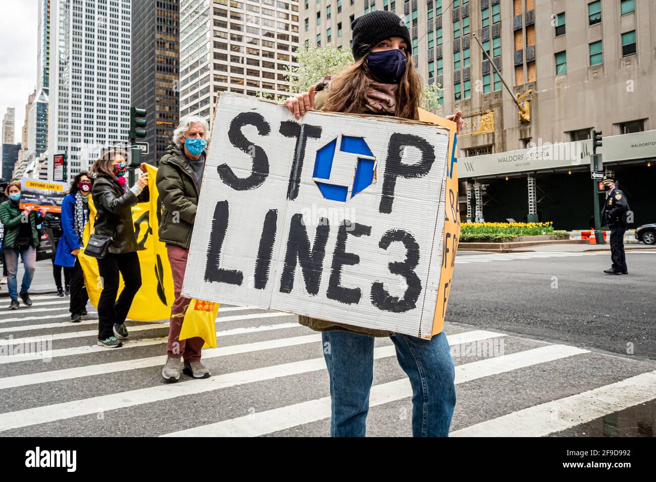 Climate activists with Stop the Money Pipeline held a rally in midtown ...