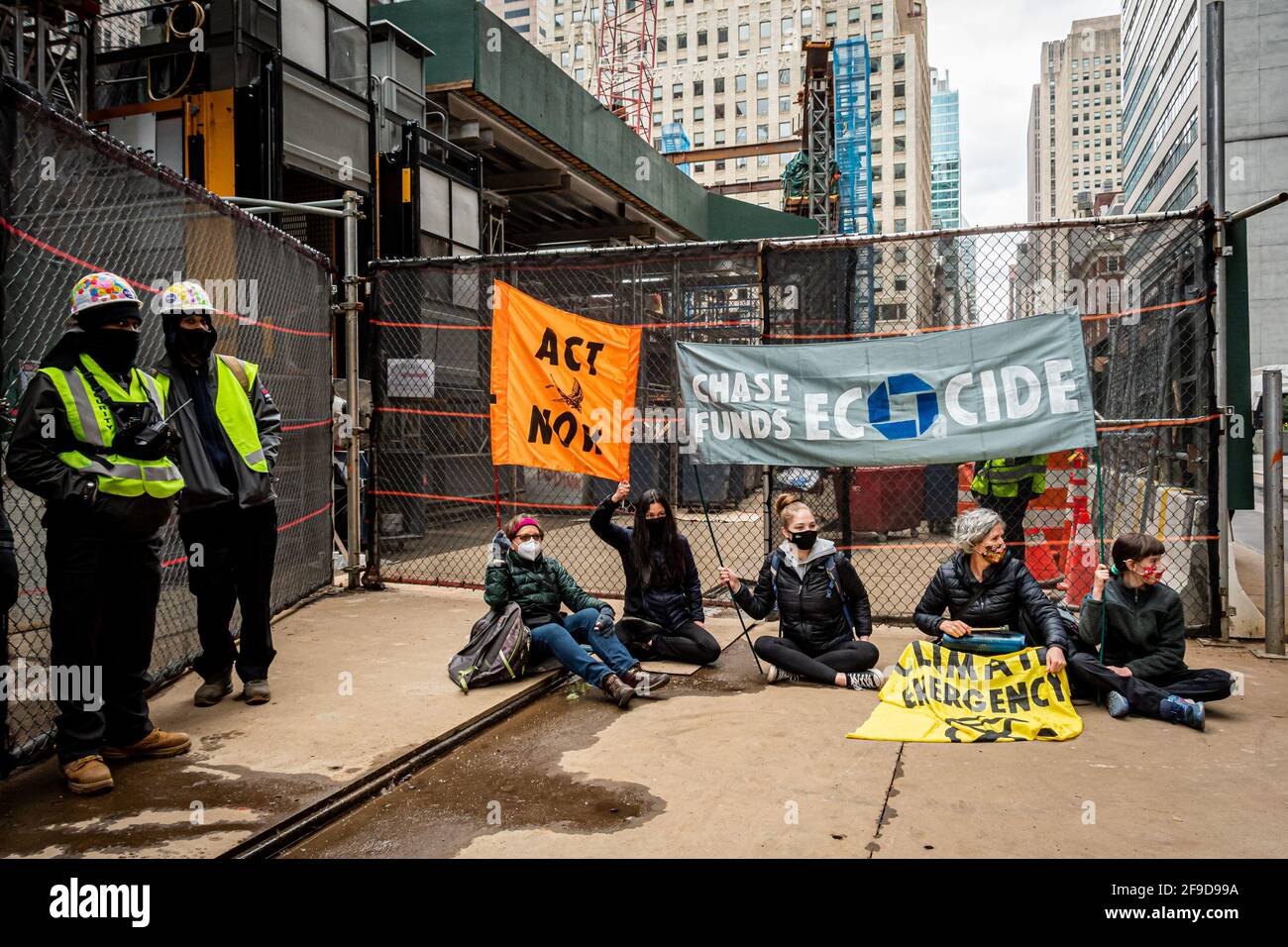 Climate activists with Stop the Money Pipeline held a rally in midtown ...