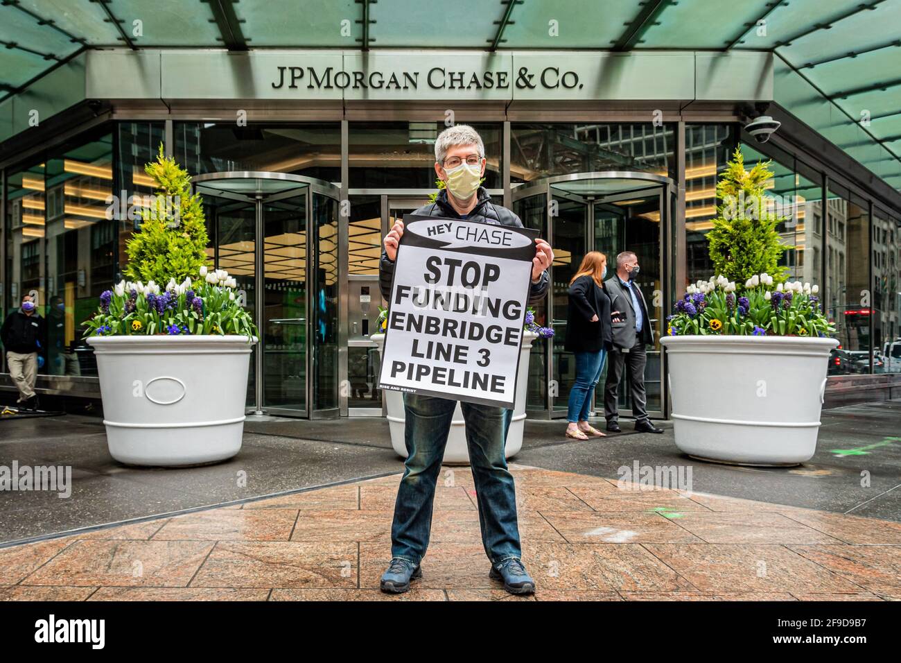 Climate activists with Stop the Money Pipeline held a rally in midtown ...