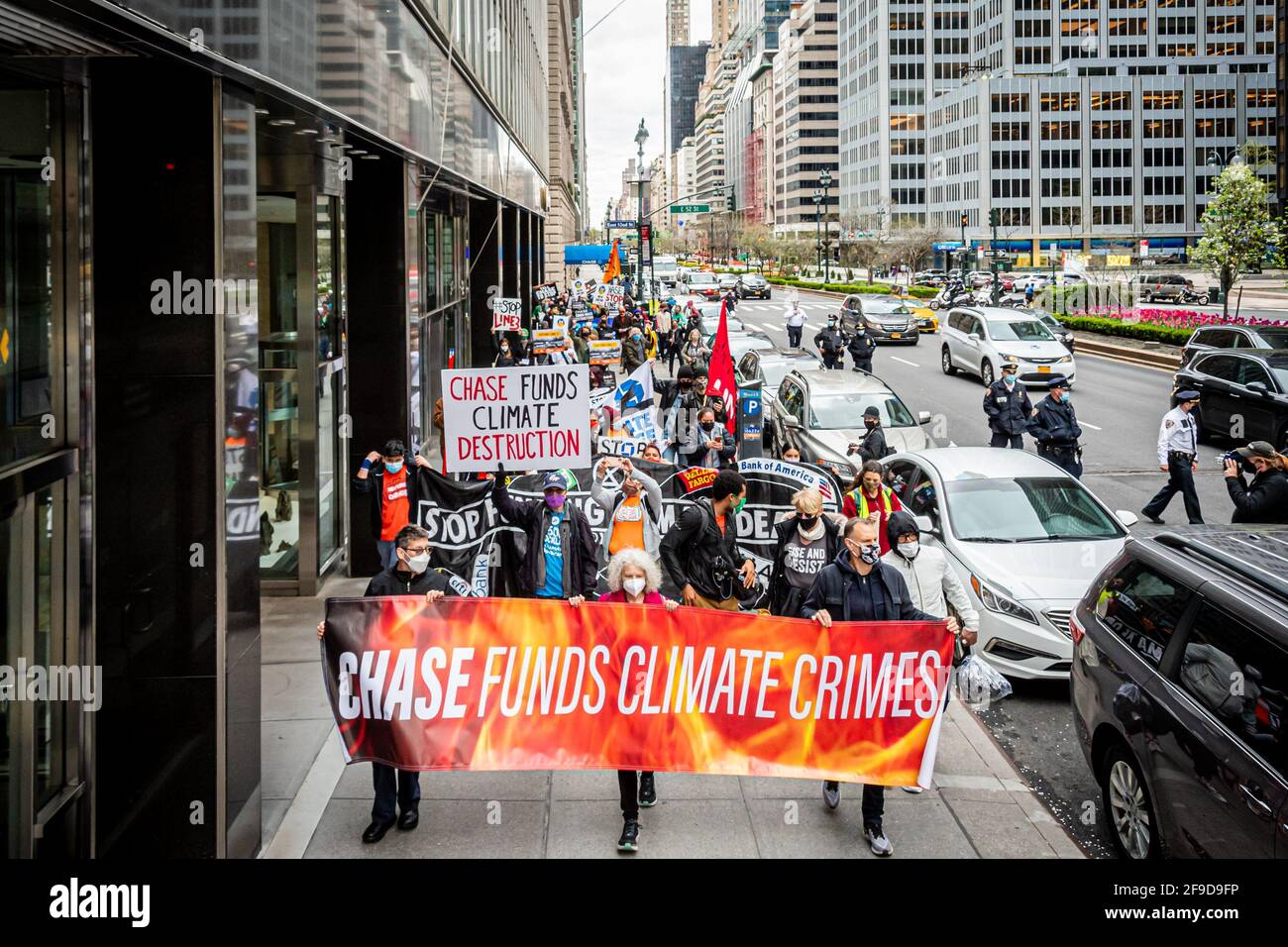 Climate activists with Stop the Money Pipeline held a rally in midtown ...