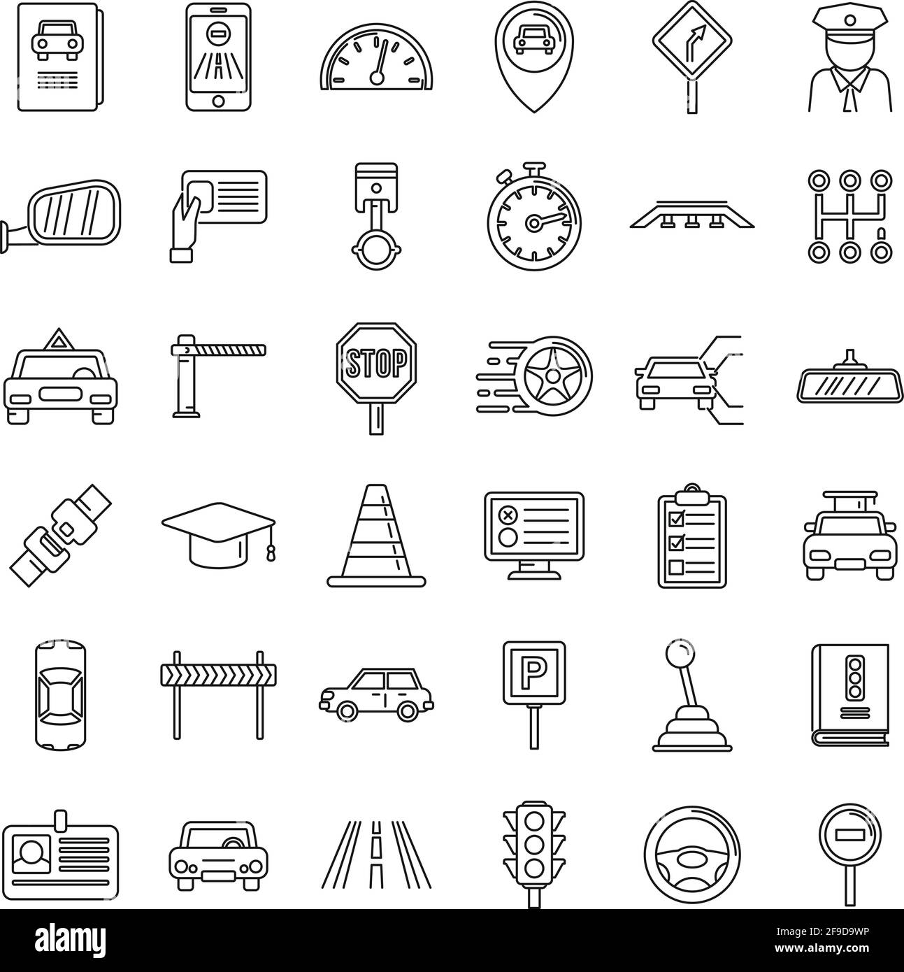 Auto driving school icons set, outline style Stock Vector Image & Art ...