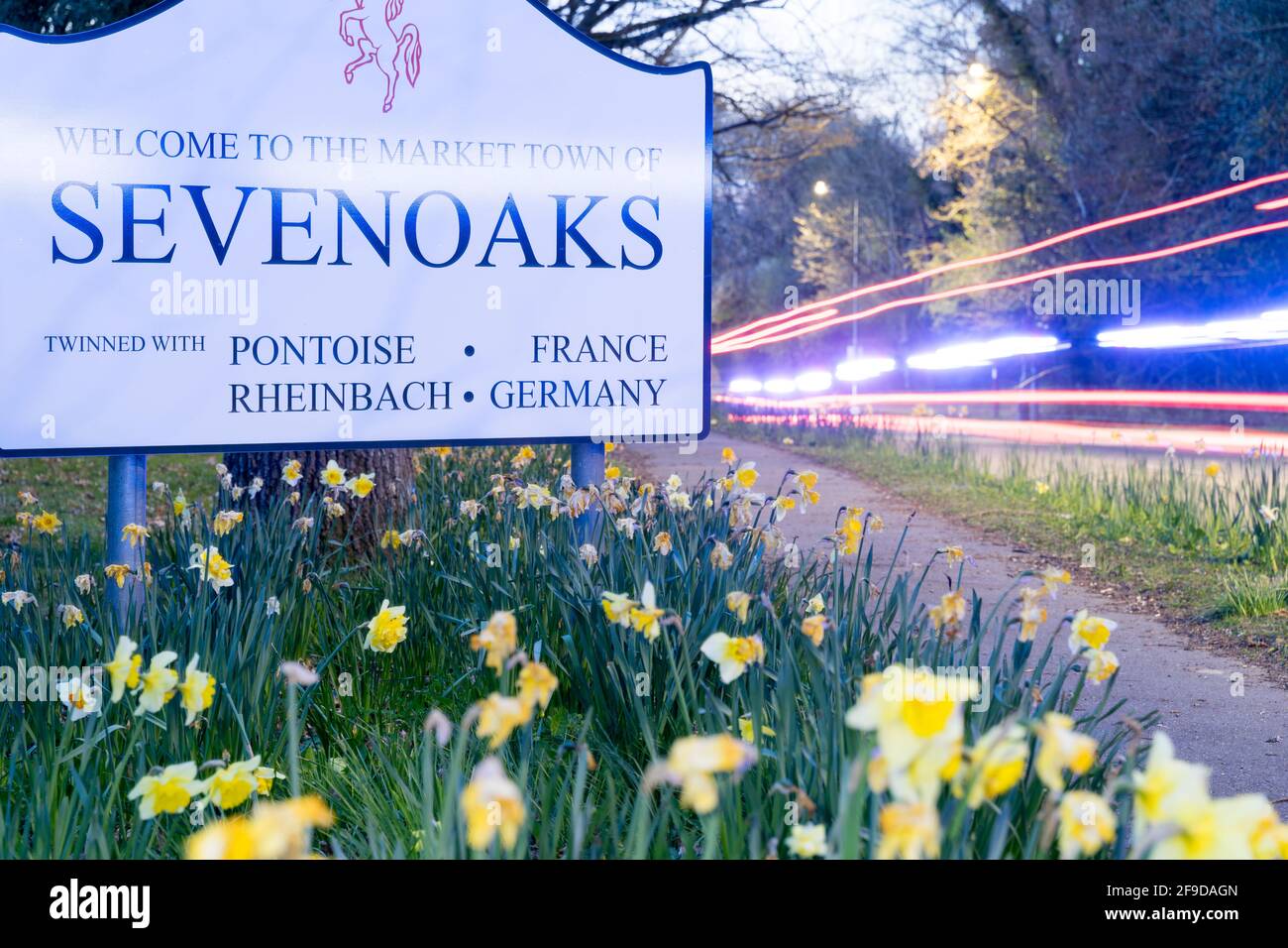County boundary sign for Market Town Sevenoaks, Kent, South east ...