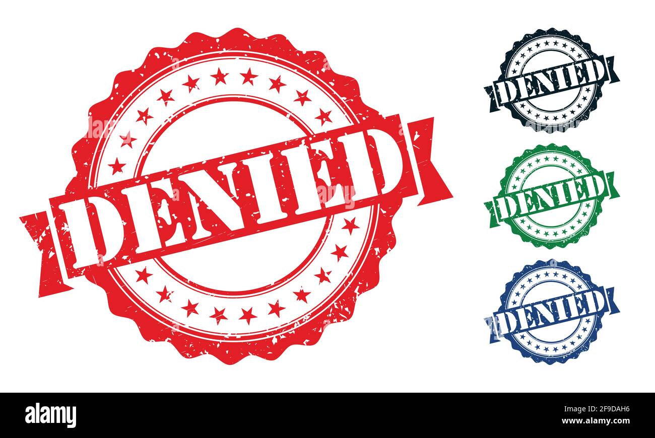 Denied Rubber Stamp Around Grunje On White Background Denied Sign