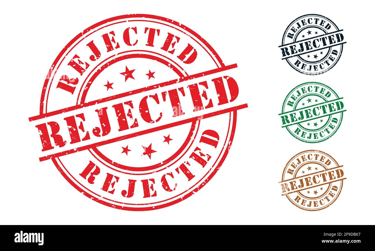 Rejected Rubber Stamp around Grunje on White Background. Rejected Sign ...