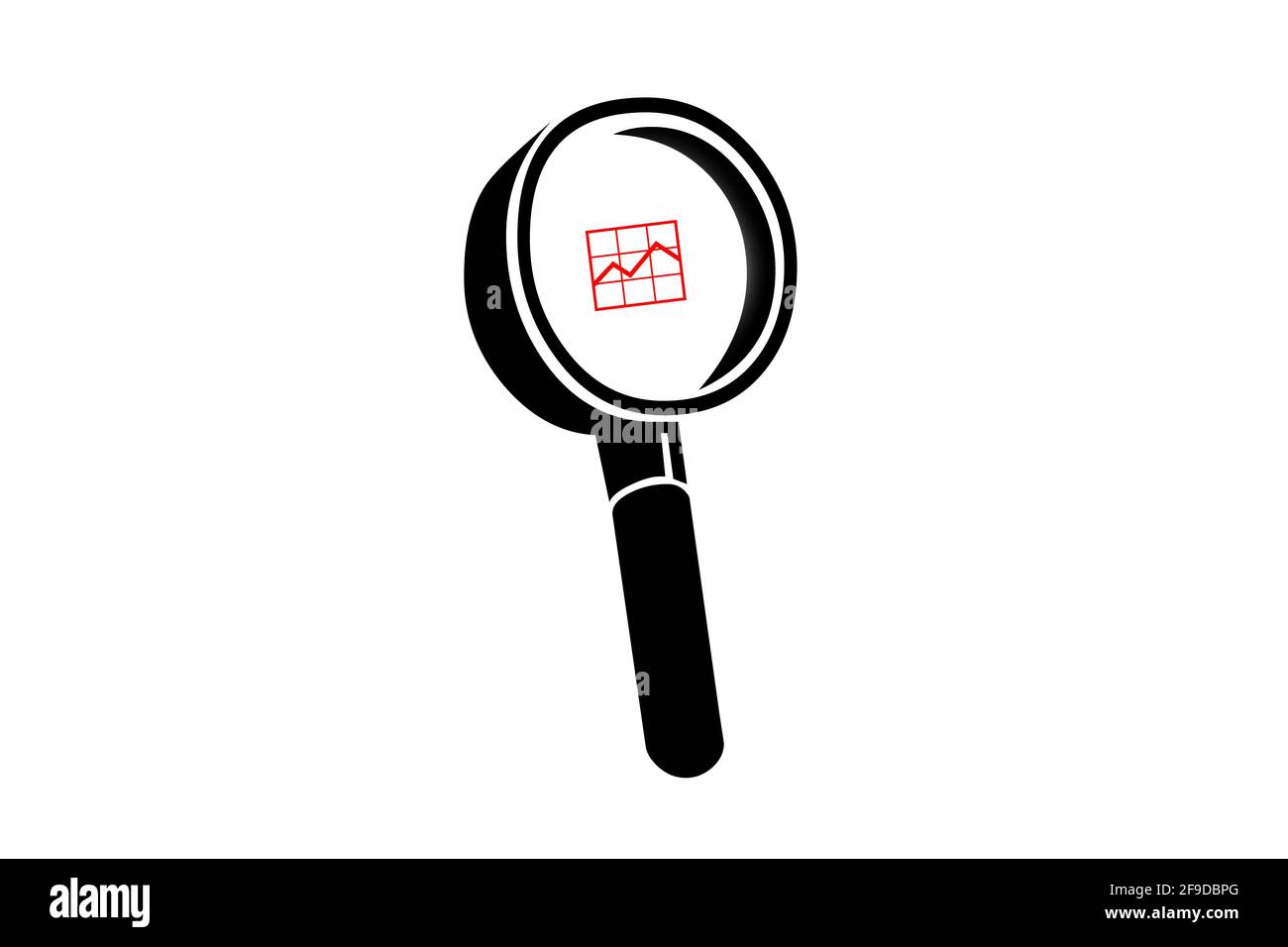 Illustration of a magnifying glass with a line graph icon in the middle ...