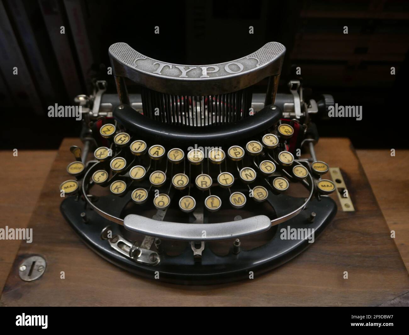 Old semi circle typing machine Stock Photo - Alamy