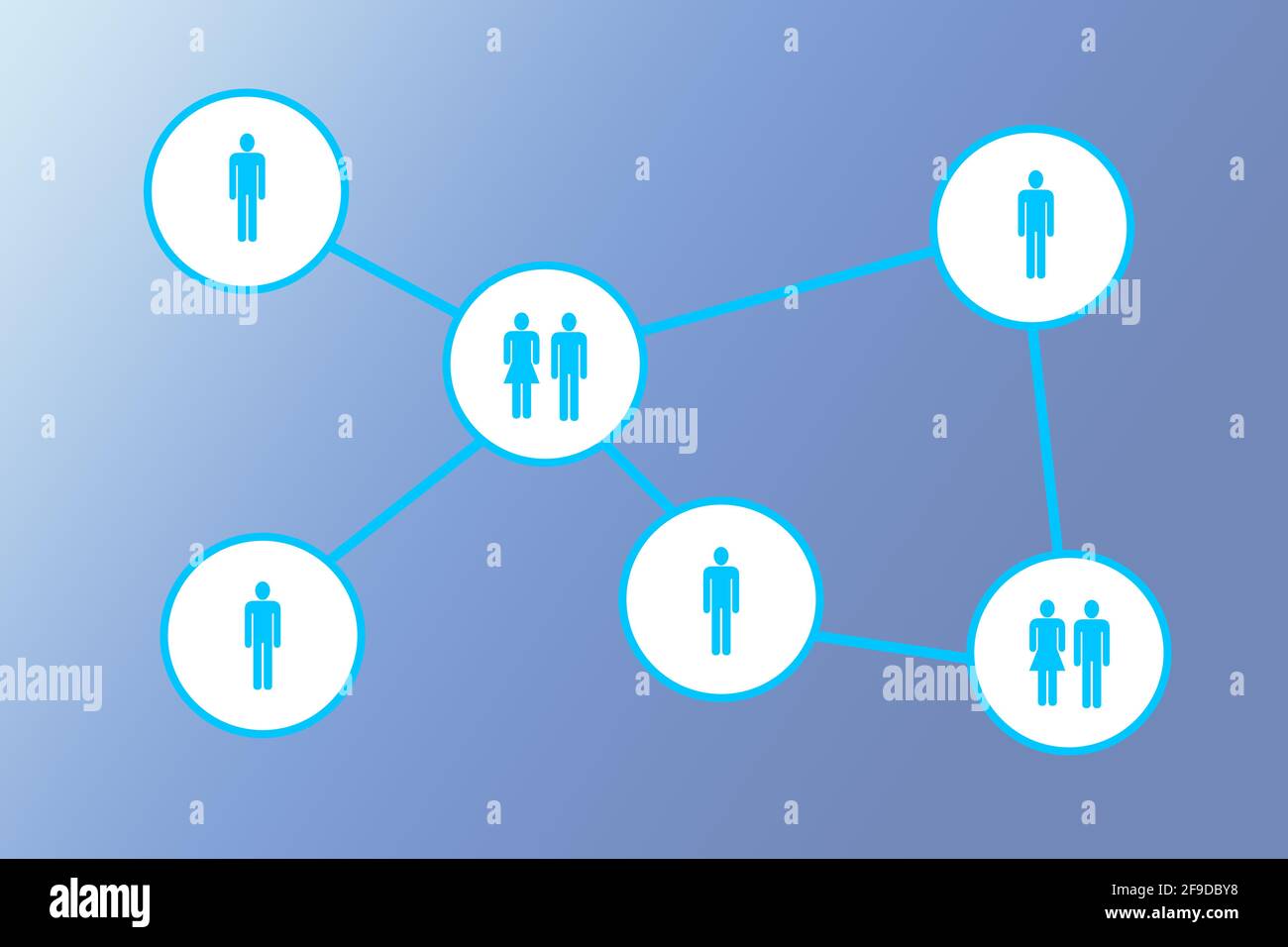 Illustration of social networking diagram on a blue background Stock ...