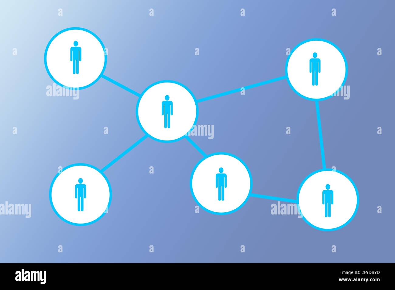 Illustration of social networking diagram on a blue background Stock ...