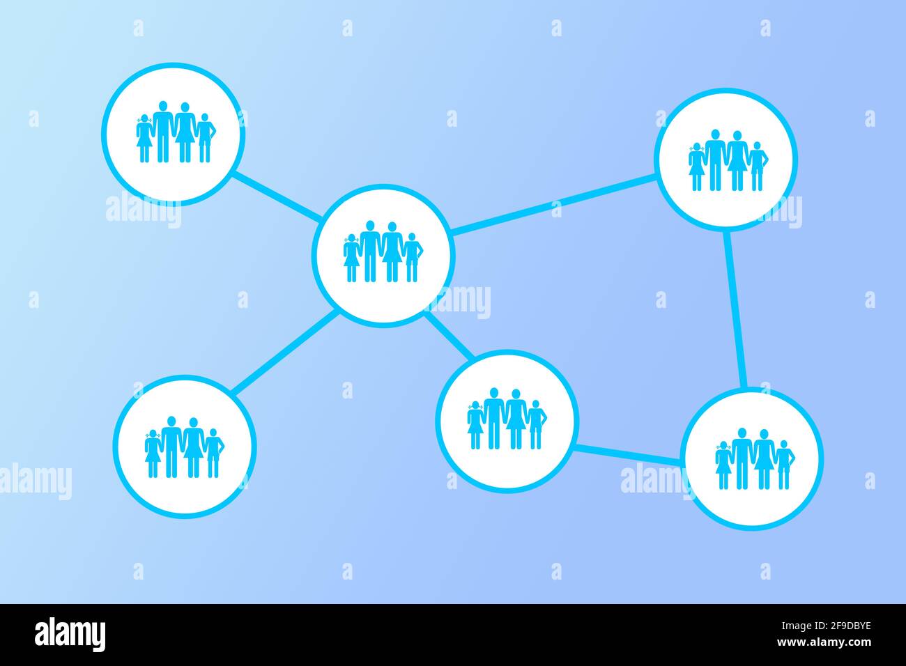 Illustration of social networking diagram on a blue background Stock ...
