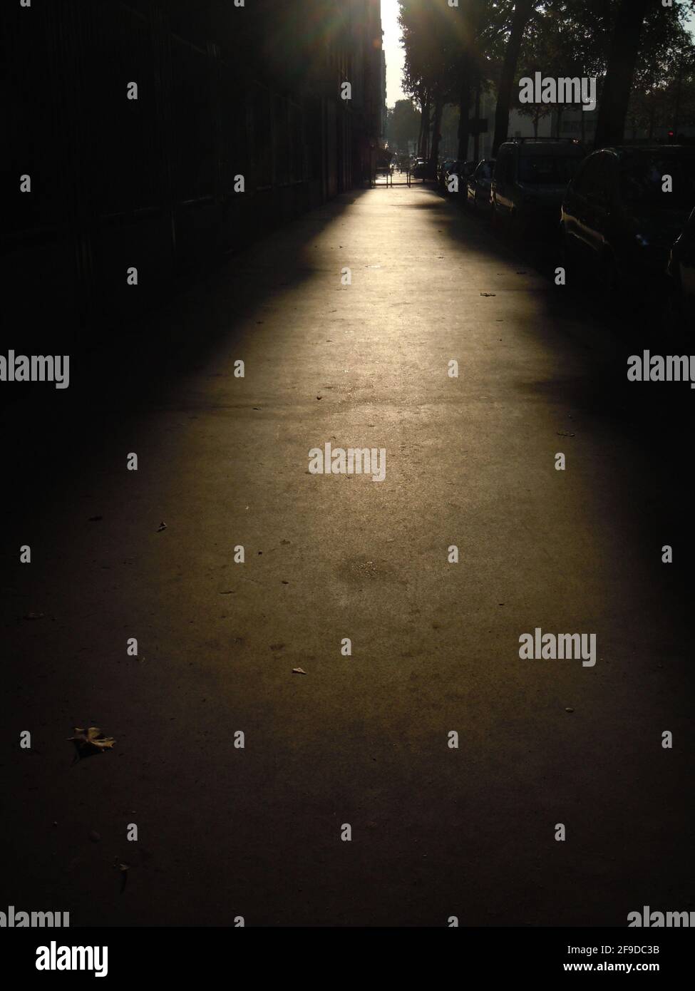 Sidewalk with sun backlight Stock Photo - Alamy