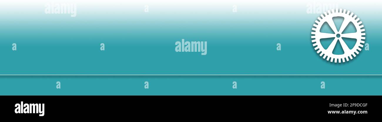A gradient turquoise background with the white icon of gears on the ...