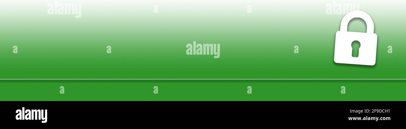 A gradient green background with the white icon of a lock on the right ...
