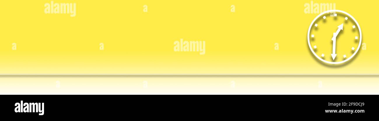 A gradient yellow background with the white icon of a clock on the ...