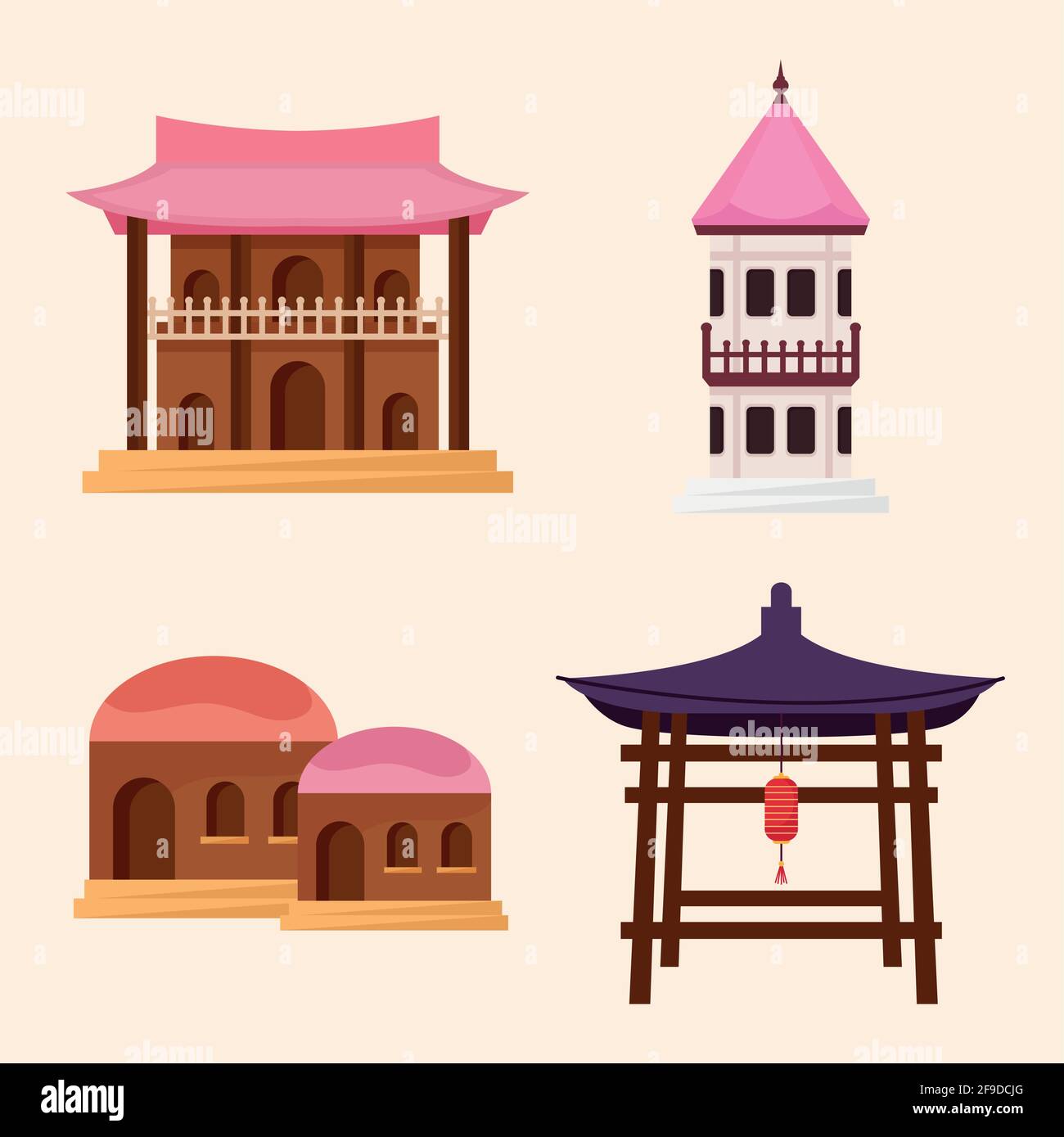 asian architecture four icons Stock Vector Image & Art - Alamy