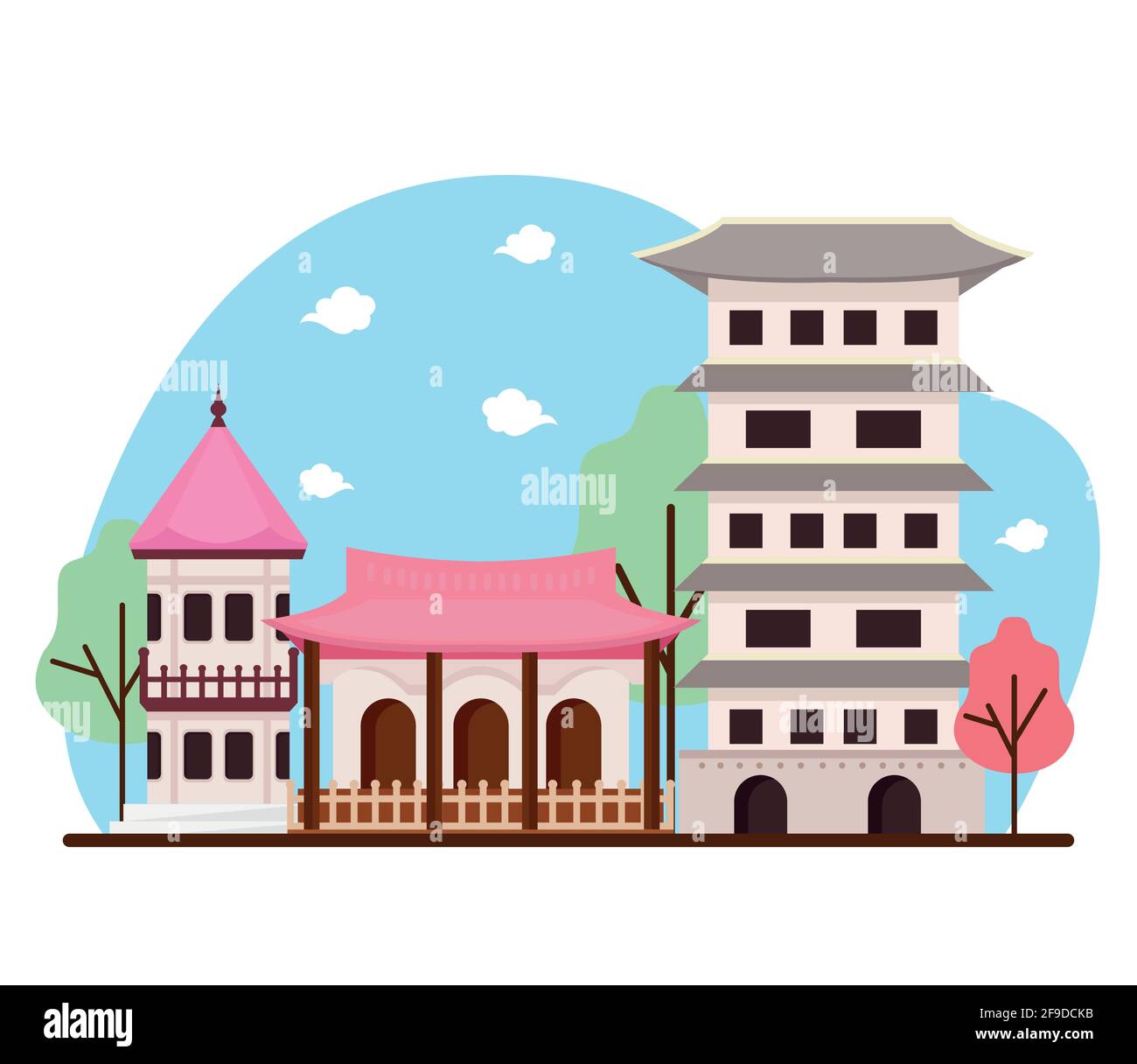 Chinese style ancient buildings Stock Vector Images - Alamy