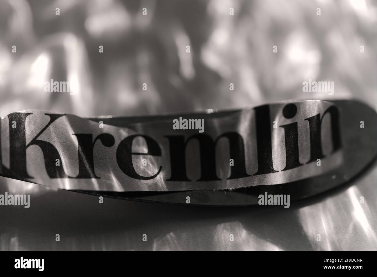 Black and White abstract close-up of printed word ' Kremlin ...