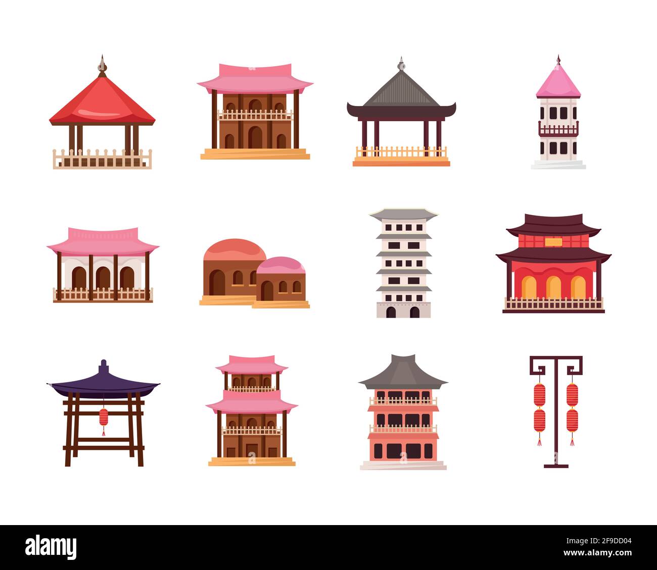 twelve asian architecture icons Stock Vector Image & Art - Alamy