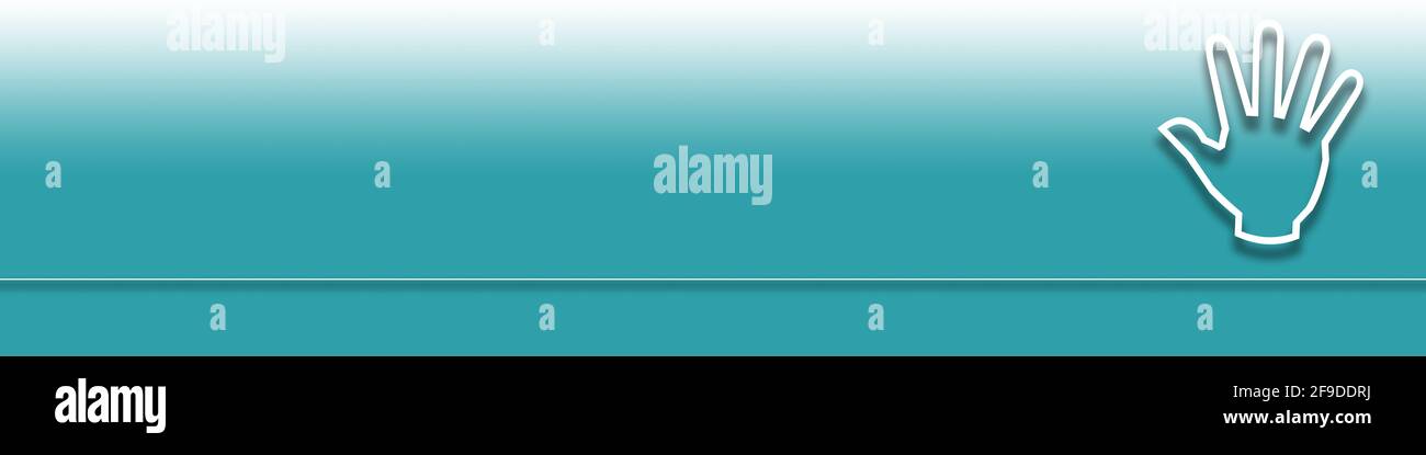 An illustration of a symbol of a waving hand on a blue background with ...