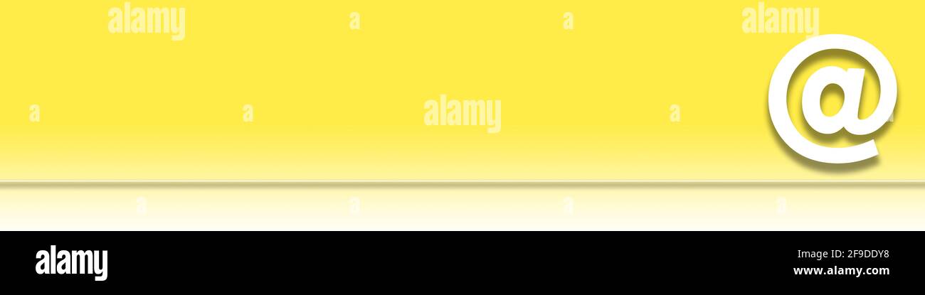 An illustration of an email icon on a yellow background with copy space ...