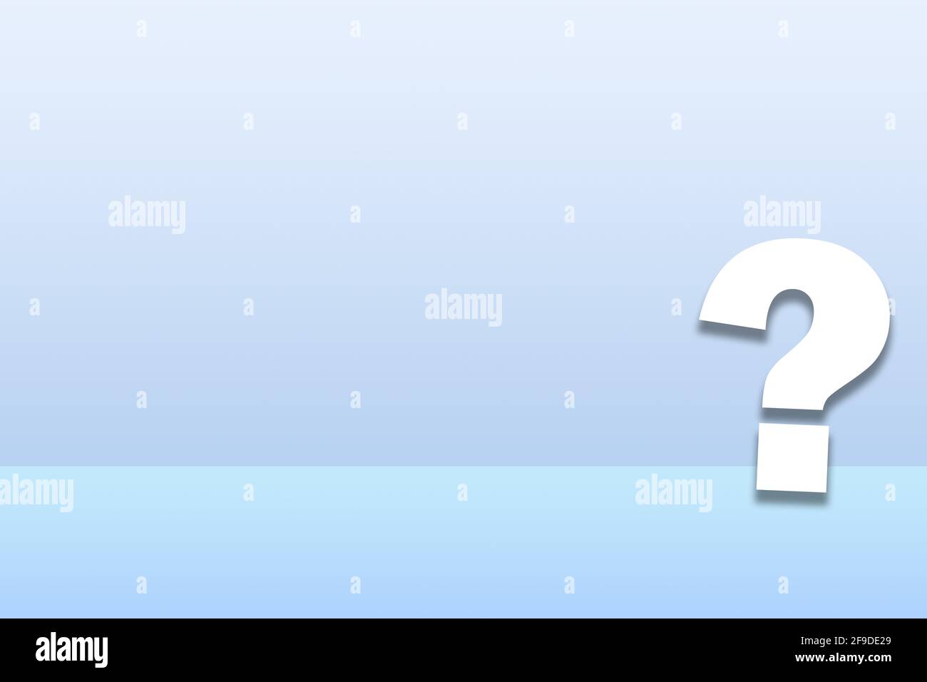 A gradient blue background with the white icon of the question mark on ...