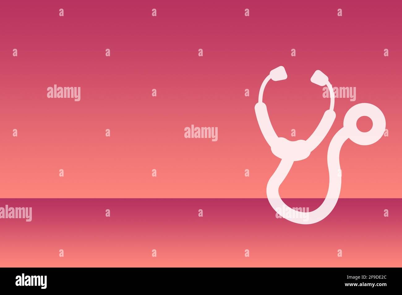 A gradient red background with the white medical icon on the right ...