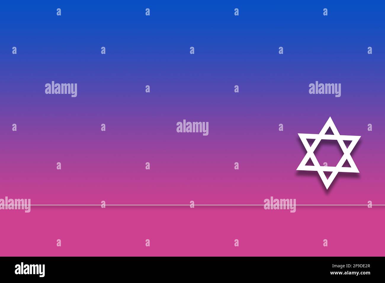 A gradient purple background with the white icon of a Star of David on ...