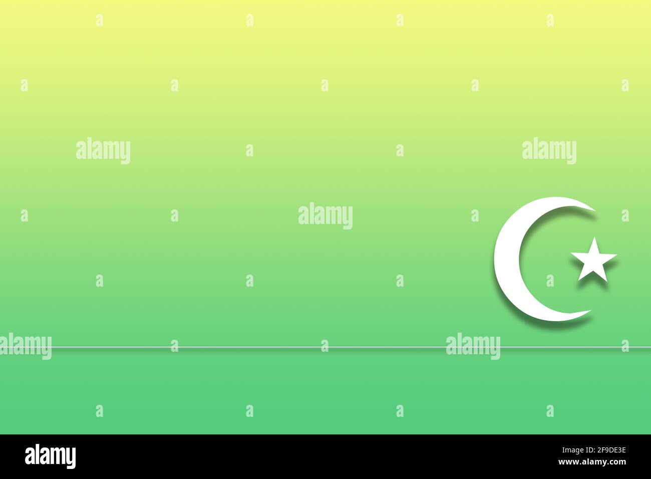 A gradient green background with the white icon of a Muslim flag ...