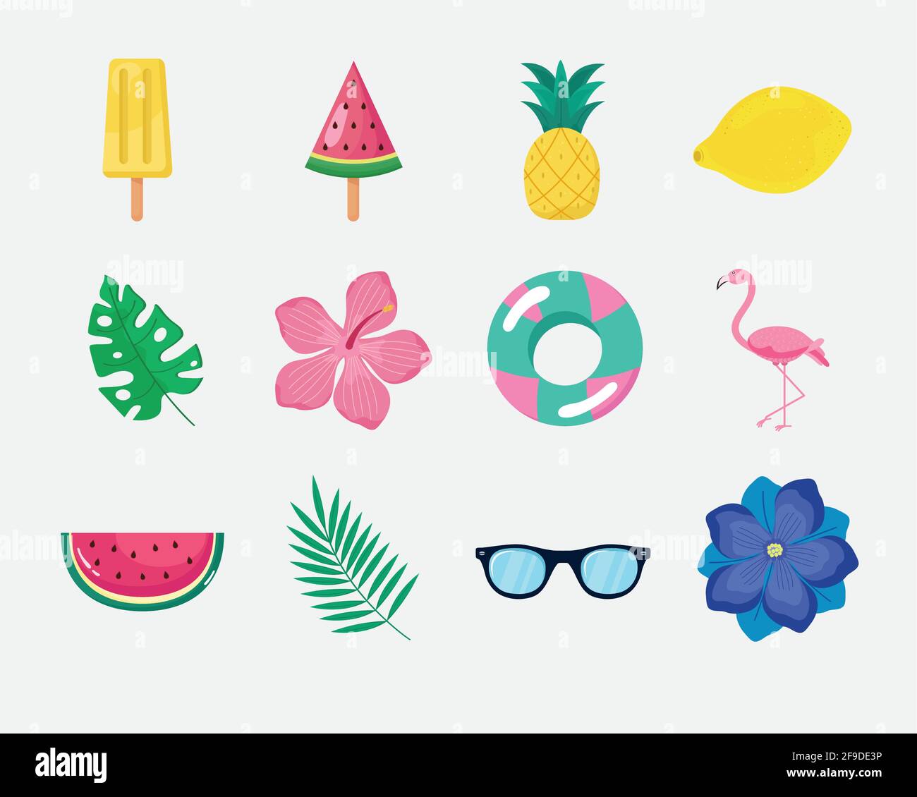 twelve summer icons Stock Vector Image & Art - Alamy
