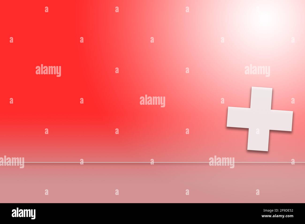 A medical cross on a red gradient background Stock Photo - Alamy