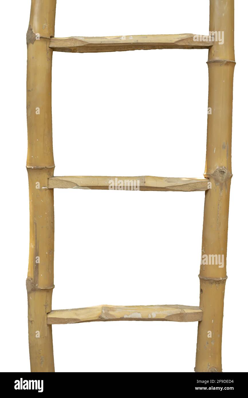 A vertical shot of a wooden ladder with a plain white background Stock ...