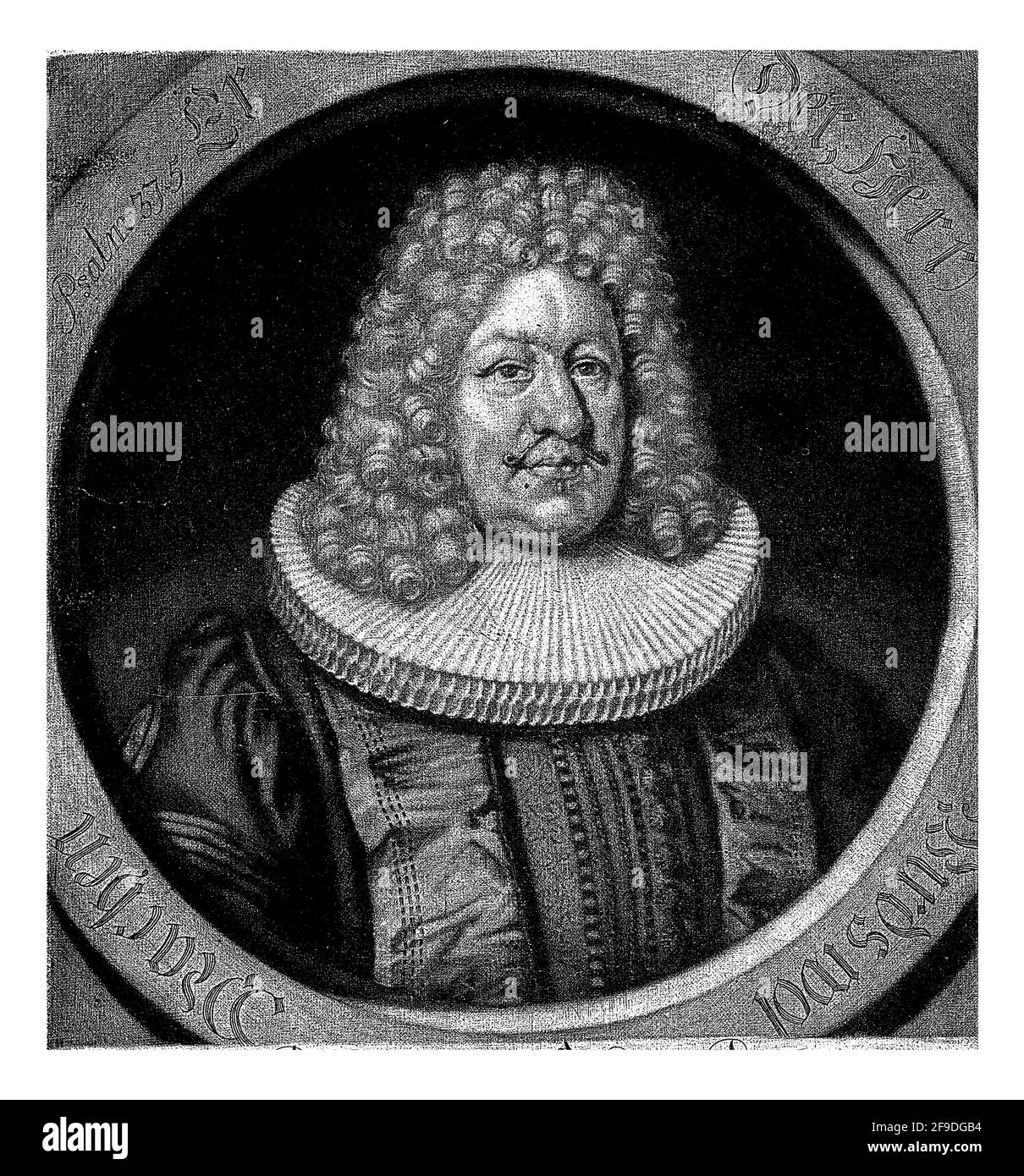 Portrait of Samuel Schultz, minister in Hamburg. In the margin are name ...
