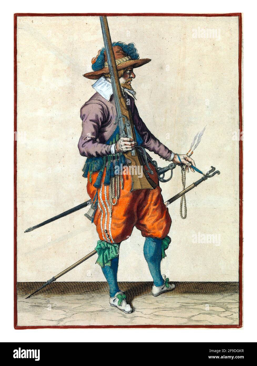 A soldier, full-length, to the right, holding a musket (a type of ...