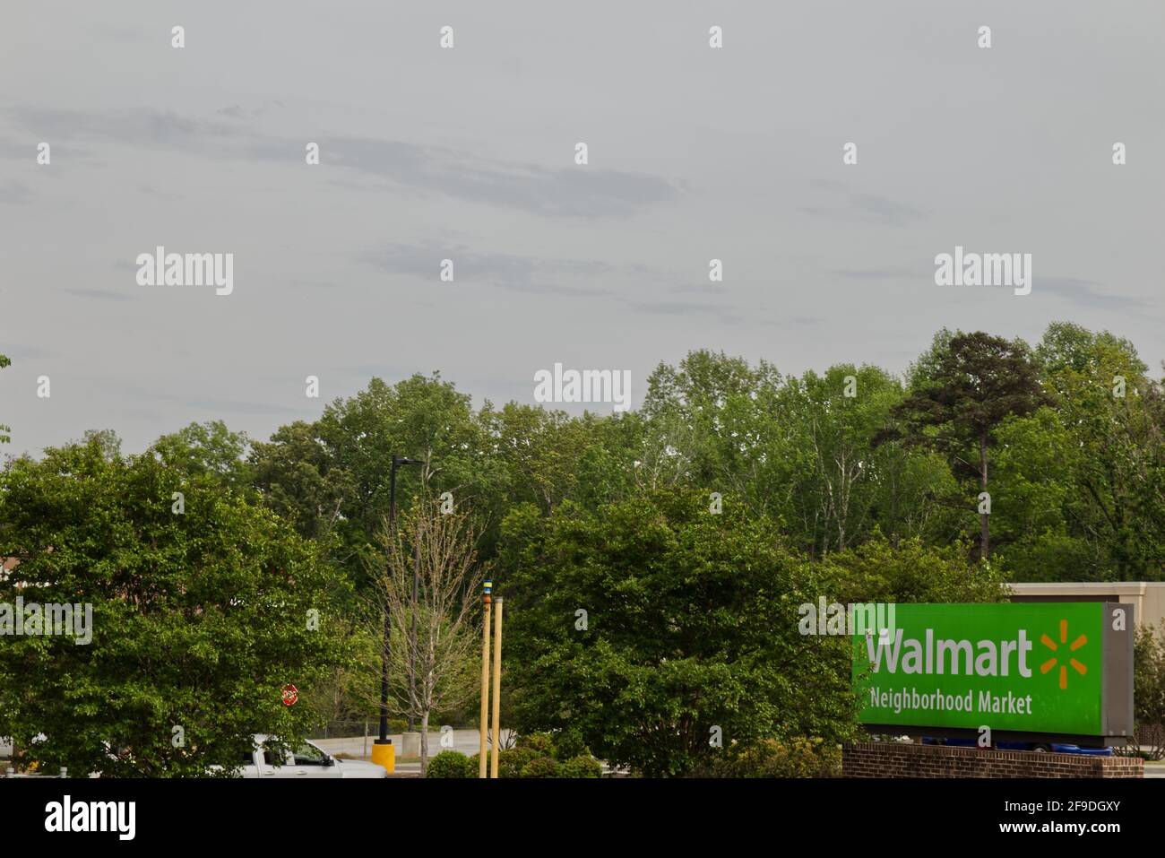 Augusta, Ga USA - 04 15 21: Distant view Walmart neighborhood market ...