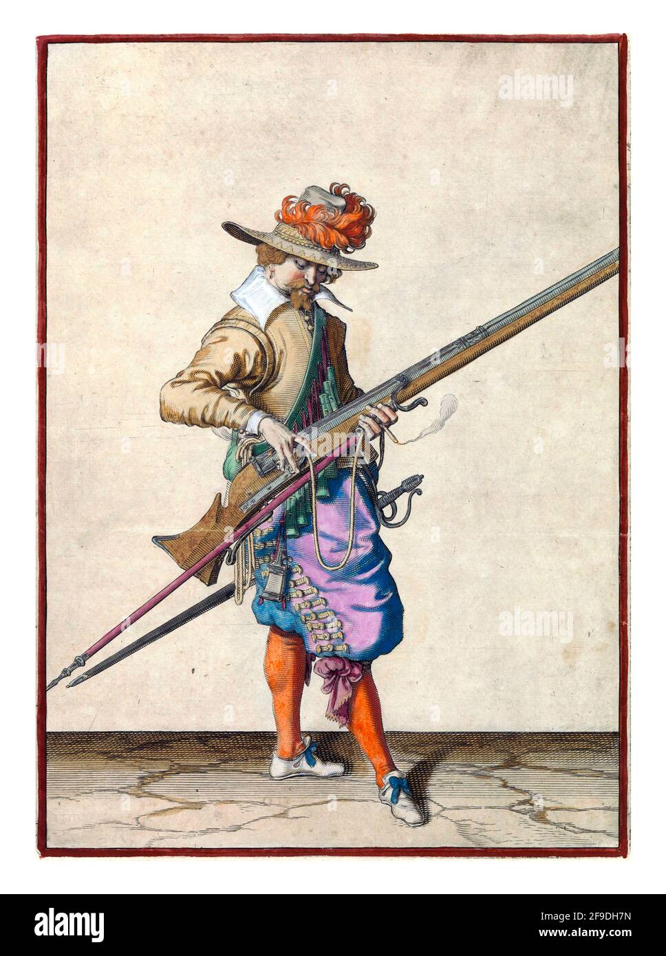 A soldier, full-length, to the right, holding a musket (a type of ...