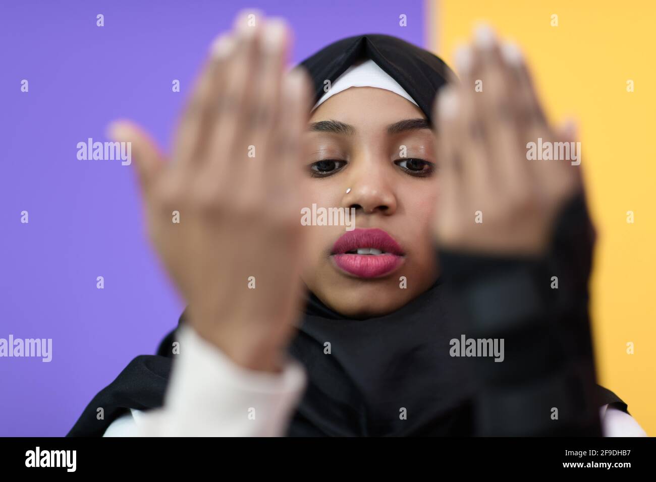 african muslim woman wearing hijab and traditional muslim clothes ...