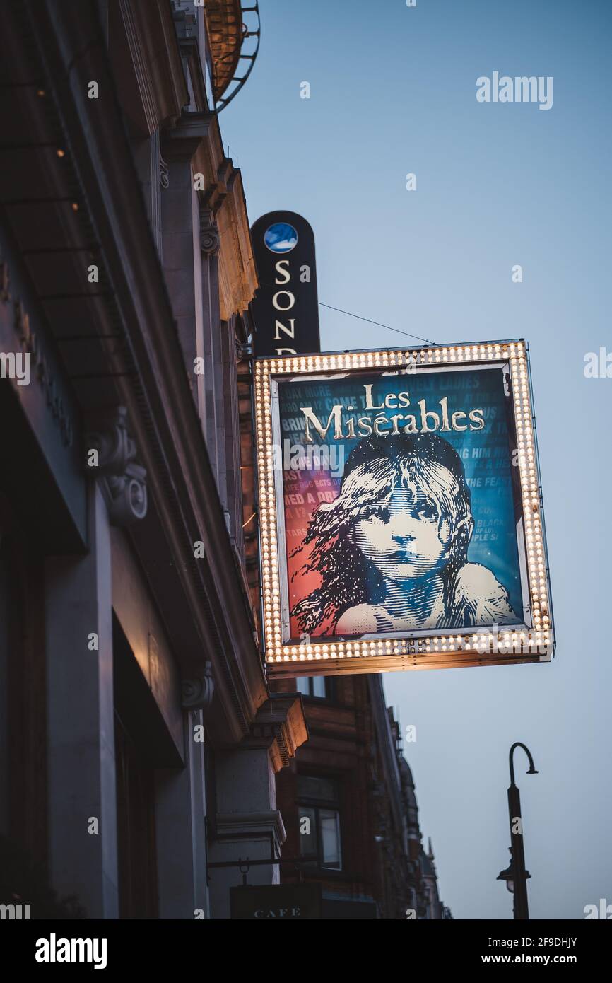Soho, London | UK - 2021.04.16: Les Miserables sign, a world famous ...