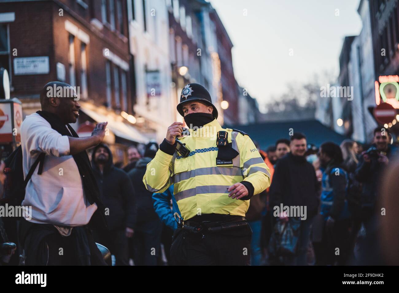 Soho, London | UK - 2021.04.16: Police officers on duty in Soho area ...