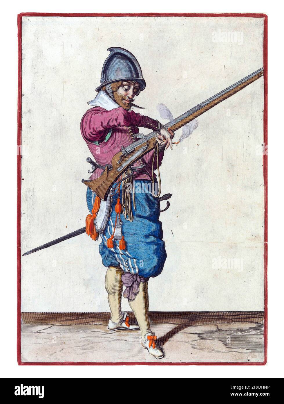 A soldier, full-length, to the right, holding a rudder (a type of ...
