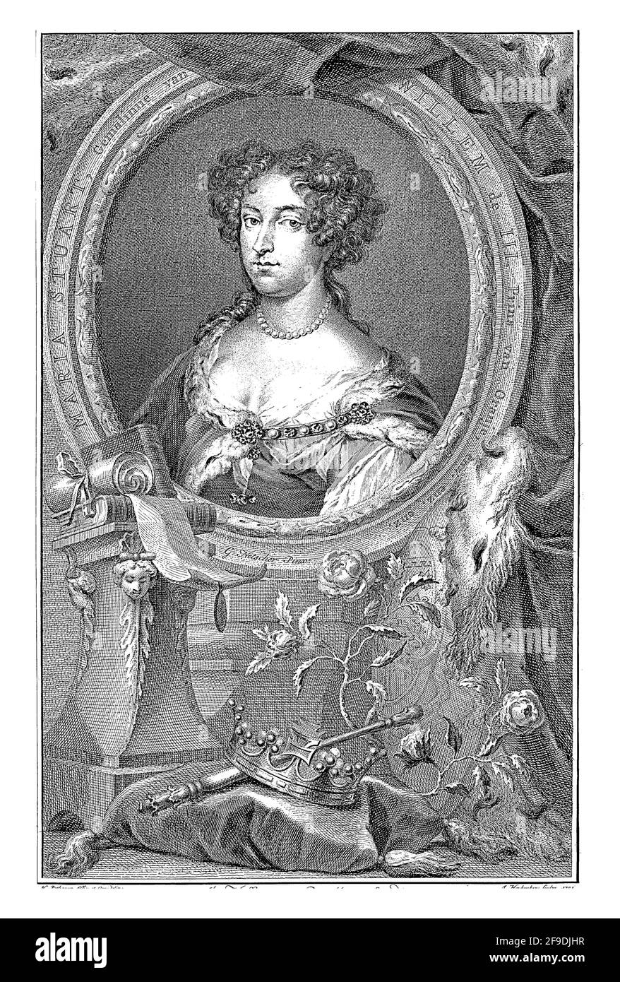 Portrait of Maria II in an oval with edge lettering Stock Photo - Alamy