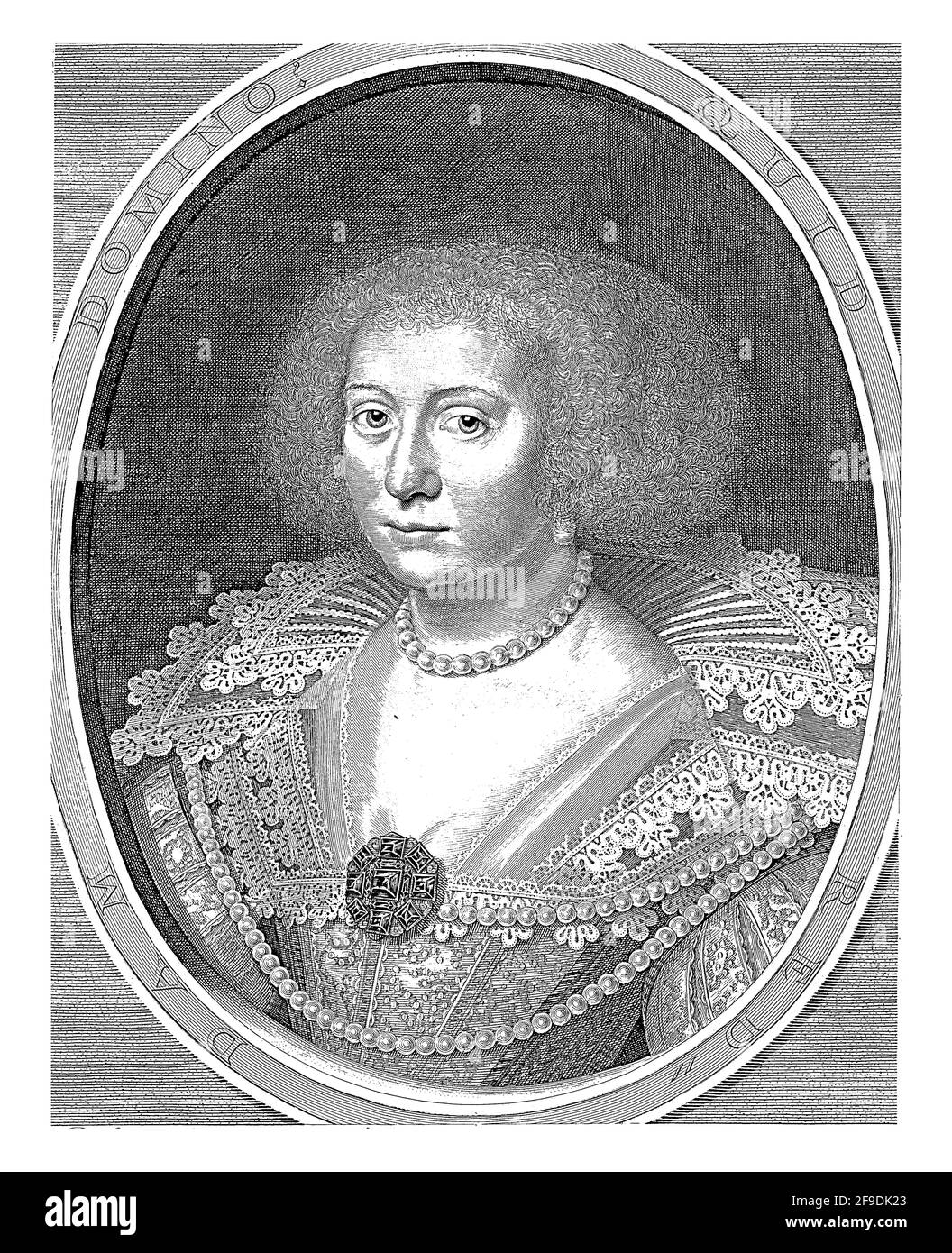 Portrait of Amalia in an oval with edge lettering. In the bottom margin ...